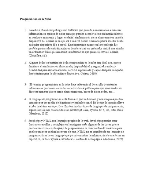 trabajo programación de computadores pdf computación en la nube