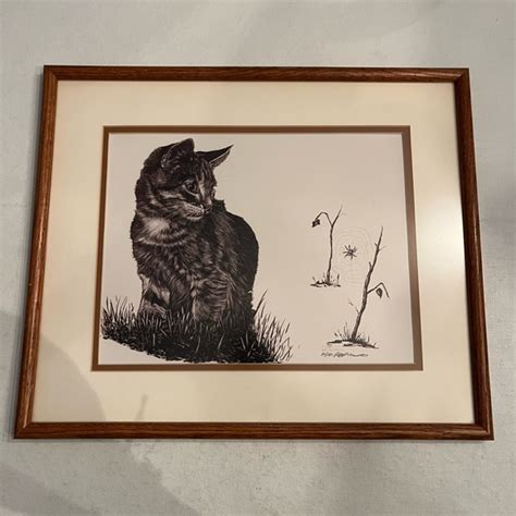 Vintage Accents Vintage Scratchboard I Wonder Cat And Spider Print