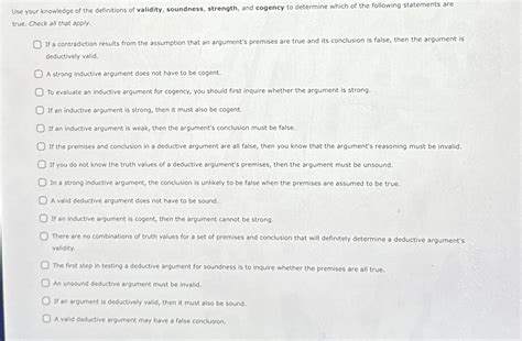 Solved Use Your Knowledge Of The Definitions Of Validity