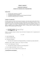 Chemistry Lab 3 Docx GENERAL CHEMISTRY LABORATORY EXERCISE 3 AMOUNT OF SUBSTANCE AND