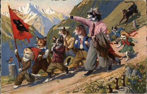 Marching Cats Postcard