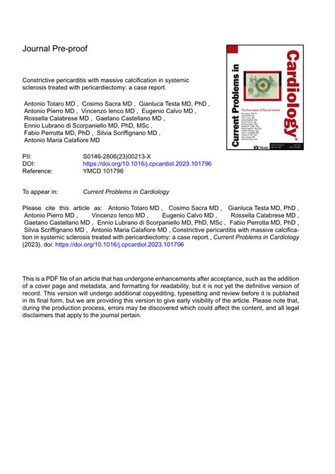 Pdf Constrictive Pericarditis With Massive Calcification In Systemic Sclerosis Treated With