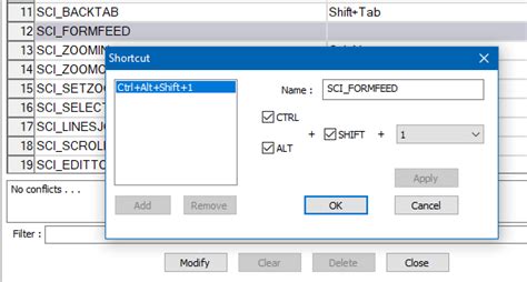 Buggy Behavior When Assigning Shortcut To Scintilla Commands · Issue