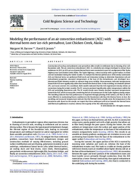 Pdf Modeling The Performance Of An Air Convection Embankment Ace With Thermal Berm Over Ice