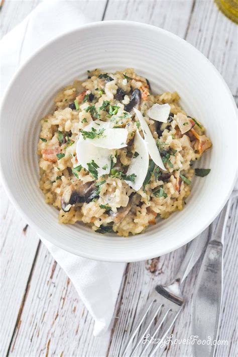 Bacon Mushroom Risotto From Italy Lizzy Loves Food