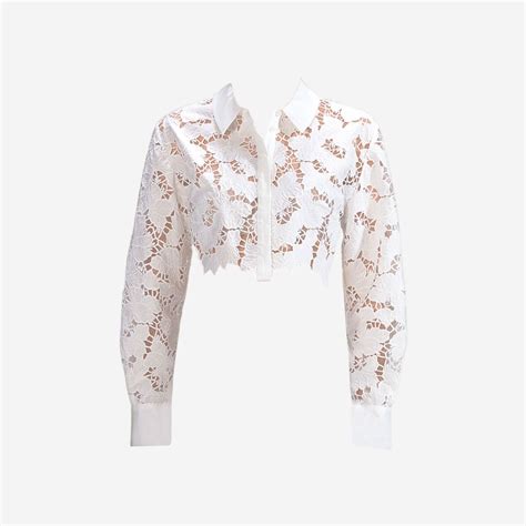 W 셀프 포트레이트 코튼 레이스 탑 화이트 Self Portrait Kream