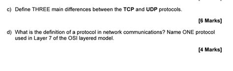 Solved C Define Three Main Differences Between The Tcp And