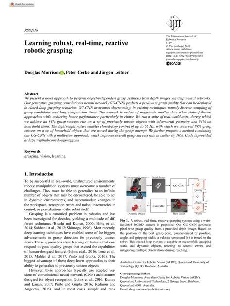 PDF Learning Robust Real Time Reactive Robotic Grasping