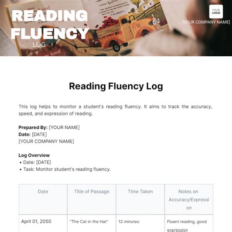 Free Reading Fluency Log Template To Edit Online