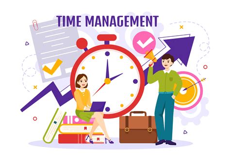 Time Management Vector Illustration With Clock Controls And Tasks