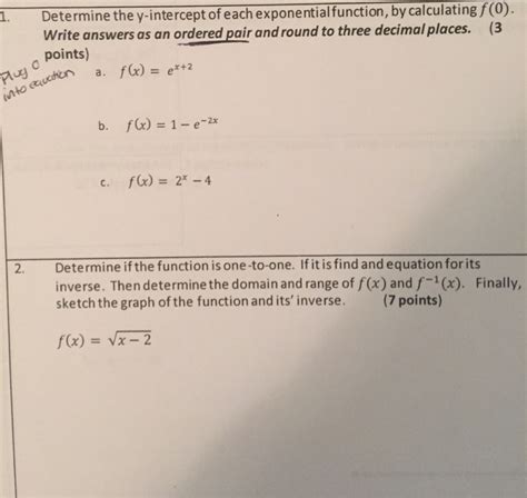 Solved Determine The Y Intercept Of Each Exponential