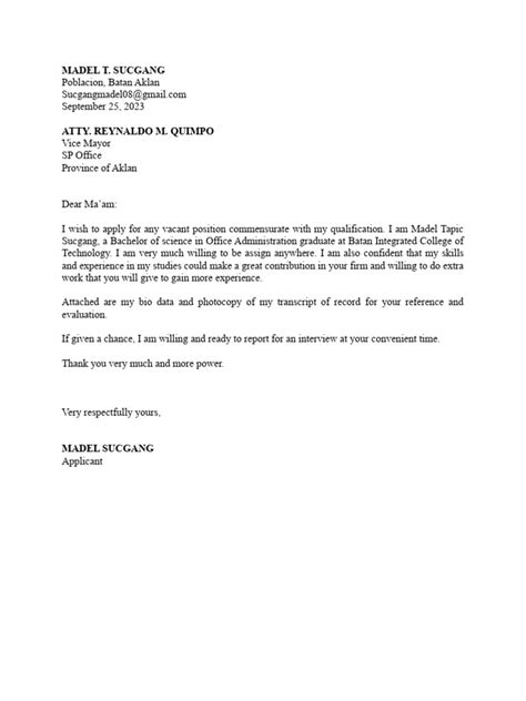 application letter ni madel 1 pdf