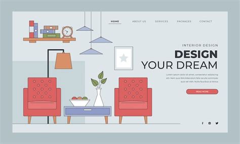 손으로 그린 인테리어 디자인 서식 파일 무료 벡터