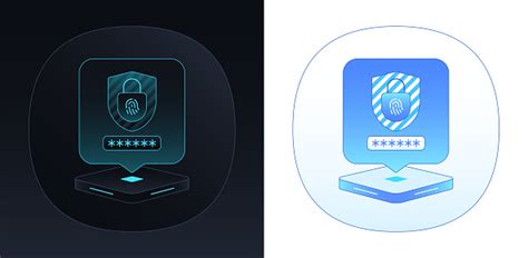 사용자 데이터 보호 사이버 보안 안전 방패 보안 입력 암호 계정 액세스 잠금 해제를 위한 지문 Id로 잠금 개인 식별 개인 패스 신원 확인 벡터 개성 개념에 대한 스톡 벡터