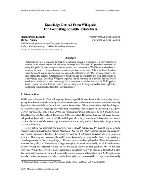 Knowledge Derived From Wikipedia For Computing Semantic Relatedness