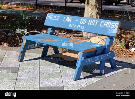 A Nypd Police Barricade Upcycled For Use As A Park Bench A Functional