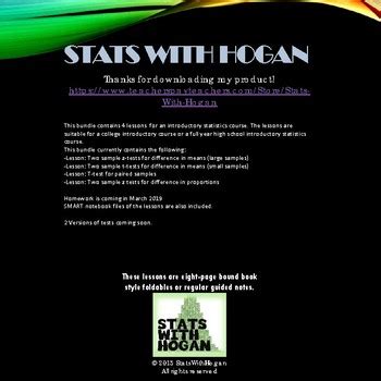 Statistics Unit Bundle Two Sample Hypothesis Tests By Stats With Hogan