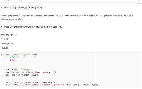 Solved Part Alphabetical Order Write A Program That Chegg Com