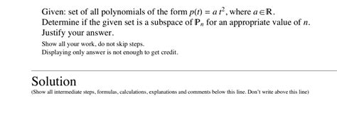 solved given set of all polynomials of the form p t a t2 where a