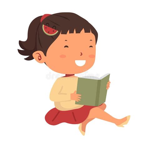 Cute Girl Sit Reading Book Stock Illustration Illustration Of Adolescence 257232123