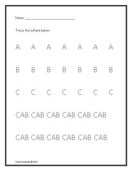 Tracing Letters Abc By Swan Academy Tpt