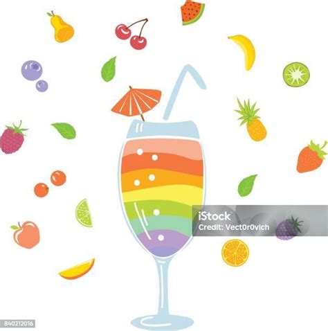다른 과일과 열매 벡터 일러스트 레이 션 주위와 다채로운 과일 여름 칵테일 믹스 건강한 식생활에 대한 스톡 벡터 아트 및 기타 이미지 건강한 식생활 과일 다중 색상