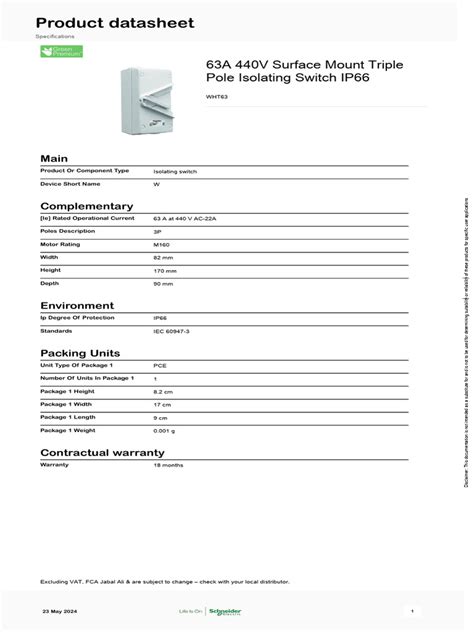 Schneider 63 A Isolator 1 Download Free Pdf Economy And The Environment Natural Environment