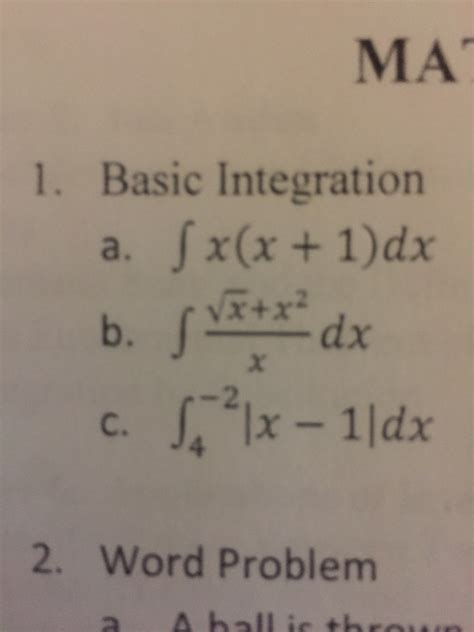 Solved Basic Integration Integral X X1 Dx Integral