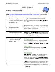 Computer Basics Lesson 1 What Is A Computer Docx Pdf BTT 1O1 Digital Literacy Unit Updated