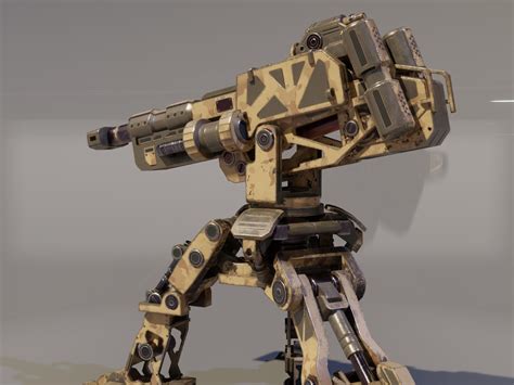 3d Model Game Ready Sentry Gun Turret Unreal Engine Unity Vr Ar Low