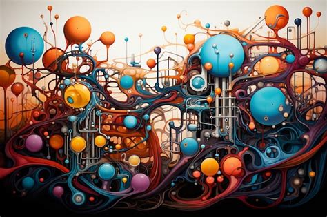 Neuro Tech Wonderland Abstract Neural Networks In Color Premium Ai