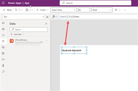 how to display the user name in power apps power tech tips