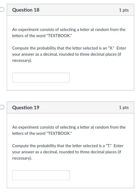 Solved Question 18 1 Pts An Experiment Consists Of Selecting