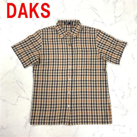 A5514 ダックス 半袖シャツ ブラウス 綿 チェック ベージュ M相当 メルカリ