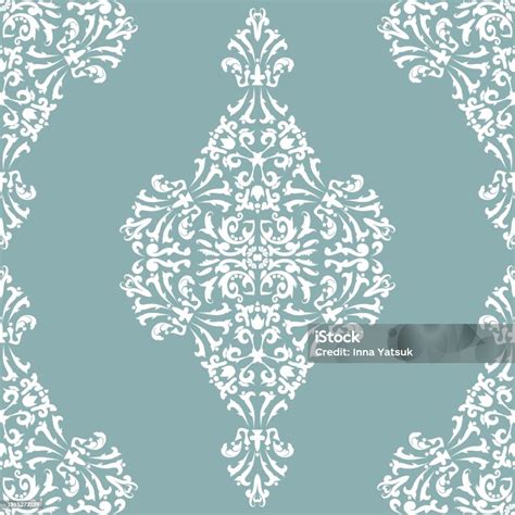 파스텔 회색 녹색 배경에 빅토리아 빈티지 화이트 패턴 다마스크 장식 기하학적 원활한 패턴 파스텔 색조 벡터 그래픽 빈티지 패턴