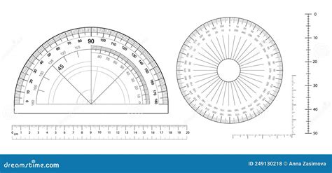 Angles Measuring Tool Set Round 360 Protractors Scale 180 Degrees Measure Metric Rulers Set