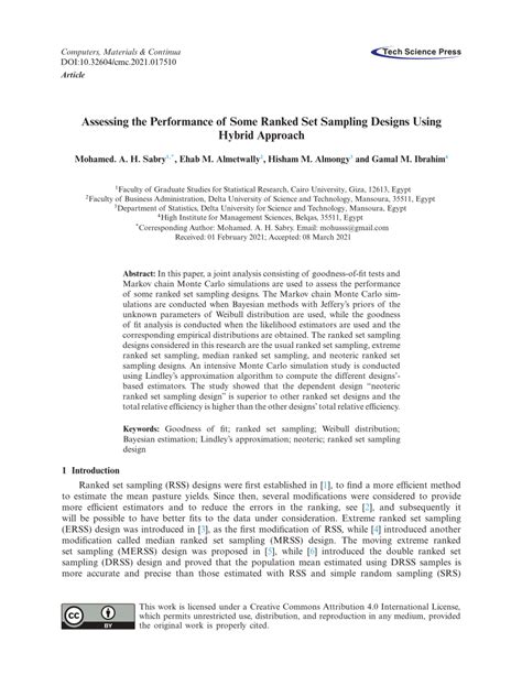 Pdf Assessing The Performance Of Some Ranked Set Sampling Designs Using Hybrid Approach