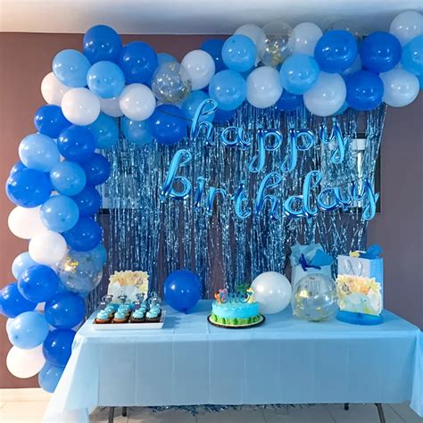 Weigao 블루 테마 생일 축하 장식 편지 호일 풍선 화환 아치 풍선 소년용 첫 번째 생일 베이비 샤워 장식파티 Diy