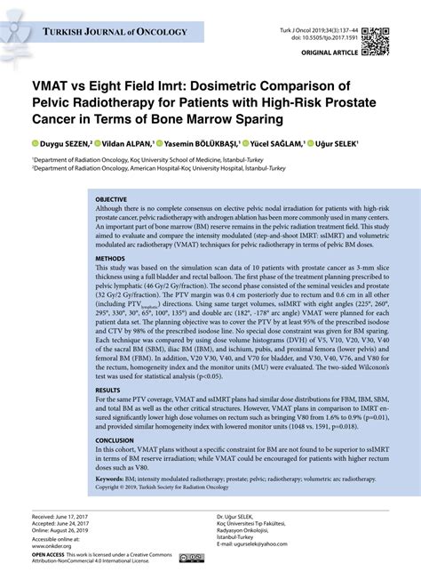 Pdf Vmat Vs Eight Field Imrt Dosimetric Comparison Of Pelvic Radiotherapy For Patients With