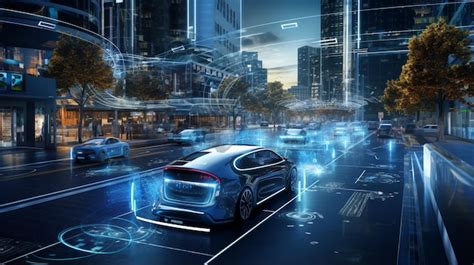 Premium Ai Image Autonomous Vehicles Visualize A Network Of Selfdriving Cars Buses And Trucks