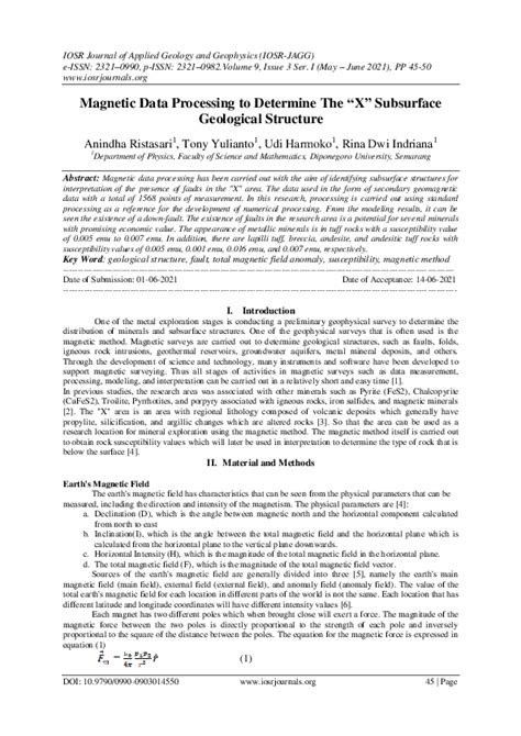 Pdf Magnetic Data Processing To Determine The X Subsurface