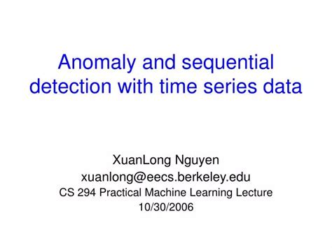 PPT Anomaly And Sequential Detection With Time Series Data PowerPoint Presentation ID