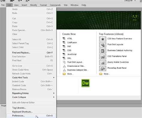 setting up preferences in dreamweaver cs6 simon sez it