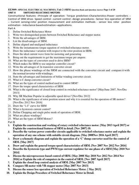 Unit Ii Srm Qa Pdf Electric Motor Amplifier