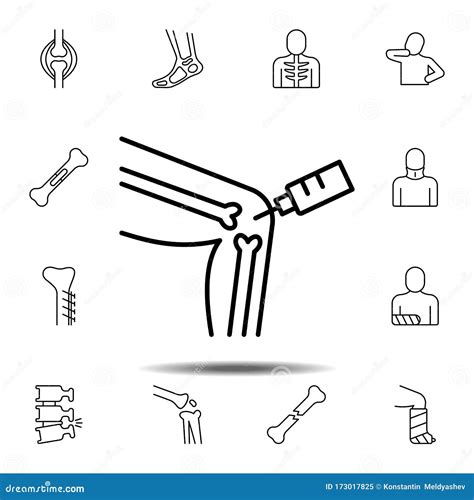 knee leg bone injection icon simple thin line outline vector