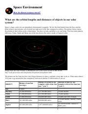 What Are The Orbital Lengths And Distances Of Objects In Our Solar System Pdf Space