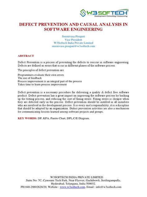 Defect Prevention And Causal Analysis In Software Engineering Pdf