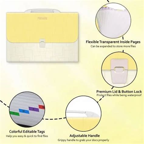 Fedus 13 Pocket Expanding File Folder With Handle A4 Large Capacity Portable Plastic Folder