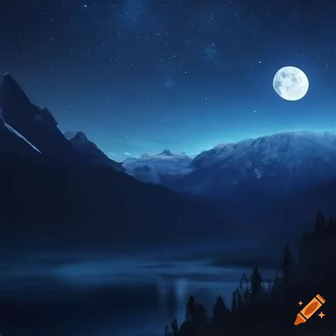 Moonlit Night Under The Stars Wallpaper On Craiyon