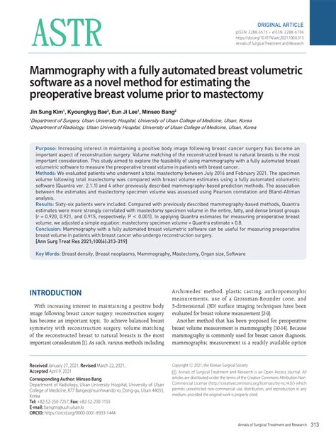 Pdf Mammography With A Fully Automated Breast Volumetric Software As A Novel Method For